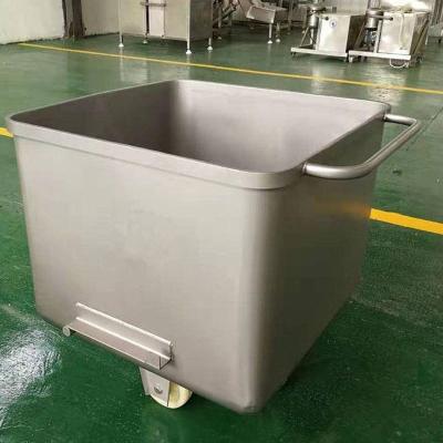 Cina Silent Rubber Wheel Stainless Steel Meat Trolley Cart for Lifting Buggy Drum Cart in vendita