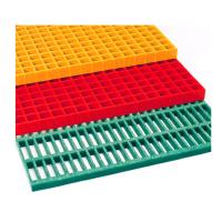 China 38x38mm Molded FRP Floor Grating Orange Gritted Anti-Slip Fiberglass Panel for Electronics Industry for sale