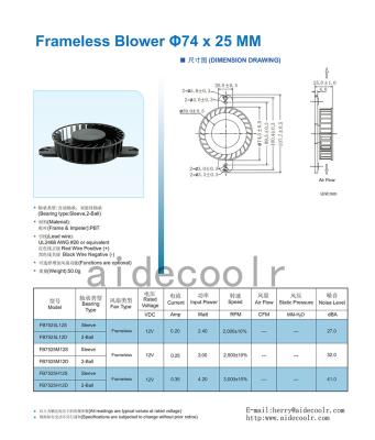 Cina Ventola di raffreddamento senza spazzola 75x75x25mm del sostegno di CC 12V multiuso in vendita