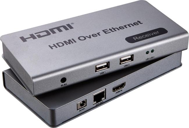 CAT5 / CAT6 Cable 120m HDMI KVM Extender With USB Audio And Mic Over IP ...
