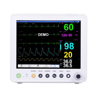 China Multi Parameter Patient Monitor with 16 Languages Support ETCO2/2-IBP/Wall Mount/Trolley/CMS Optional and Class II Instrument Certification for sale