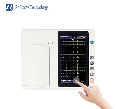 China 6-Channel 7 Inch LCD Screen Handheld Medical ECG/EKG Device with Power Source for Hospitals for sale