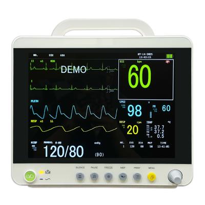 China 12.1 Inch Color LCD Display Multi Parameter Patient Monitor with 6 Parameters (ECG/HR/RESP/SPO2/NIBP/Temp) and Trolley/Wall Bracket Mountable for sale