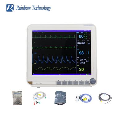 China Multi Parameter Patient Monitor ECG HR RESP SPO2 NIBP Temp for sale