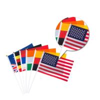 China Personalized Hand Held Flags Waving Small Flag With Plastic Pole for sale