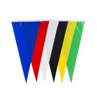 China OEM ODM Triangle Flag Bunting Custom 100D Polyester Fabric Triangle String Flags for sale