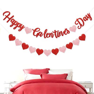 China Valentine's Heart Garland Banner String For Anniversary Wedding Birthd Party Te koop