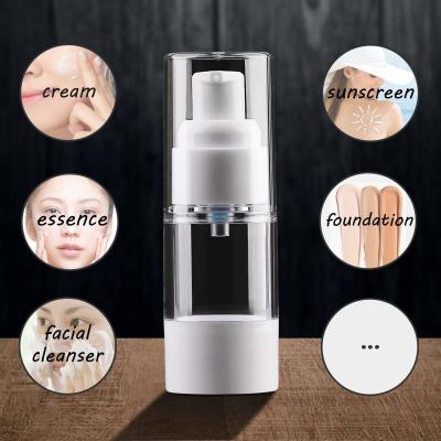 Cina Cosmetico d'imballaggio dei pp 15ml della bottiglia senz'aria bianca di plastica della pompa in vendita