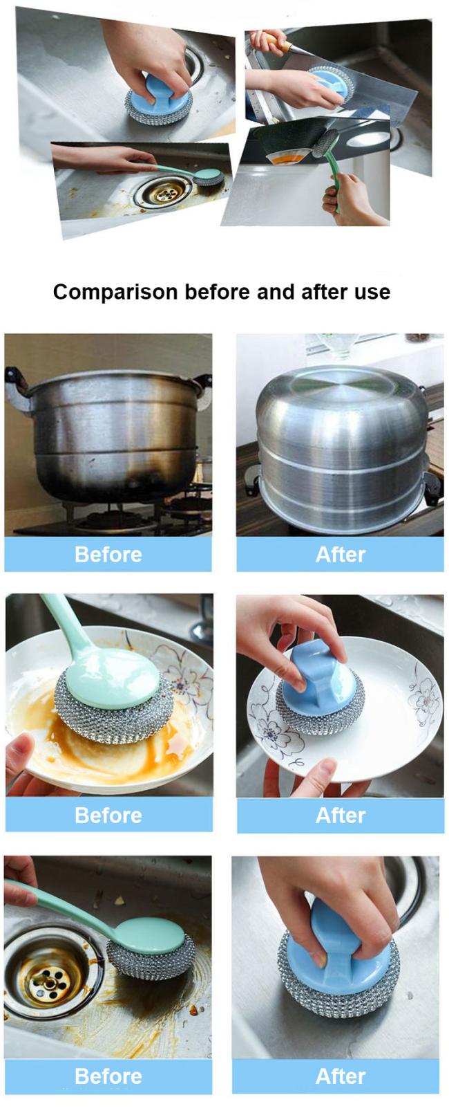 Stainless steel cleaning ball cleaning a commercial grill surface