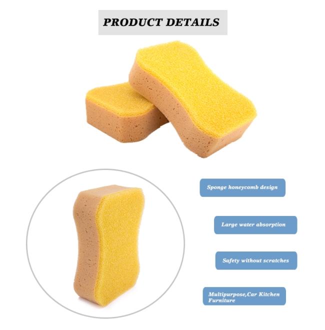 Car cleaning sponge in use on vehicle surface