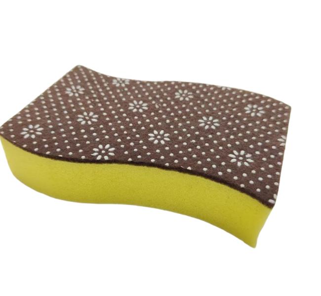 Printed kitchen sponge showing design and texture