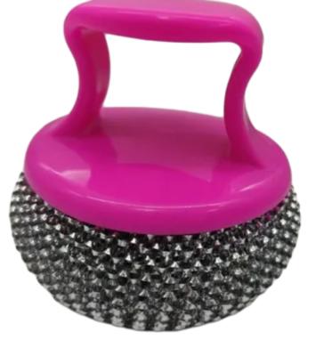 China 304 Stainless Steel Scouring Pad With Handle Convenient For Kitchen Cleaning for sale