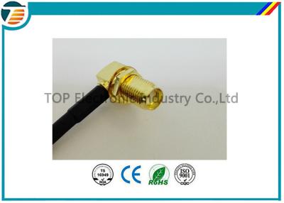 China 50 Ohms Pigtail RF Coaxial Cable , SMA Male Plug To MMCX Right Angle With RG174 Cable for sale