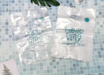 China Hdpe Biodegradable Die Cut Handle Plastic Bags For Supermarket Easily Wipes Clean for sale