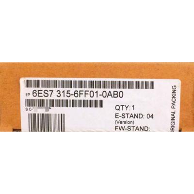 중국 시멘스 6ES7315-6FF01-0AB0 CPU315F, 192KO 1 MPI UND 1 DP 통합 24V DC 전원 공급, 마이크로 메모리 카드가 필요합니다 판매용