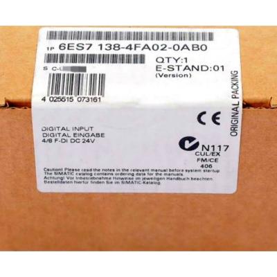 Cina SIEMENS 6ES7138-4FA02-0AB0 SIMATIC DP, ELECTRON. MODULO F. ET200S, 4/8 F-DI PROFISAFE, 24 V di corrente continua in vendita