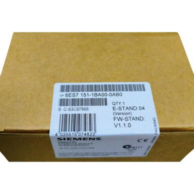 Китай SIEMENS 6ES7151-1BA00-0AB0 SIMATIC DP, INTERFACE MODULE IM151-1 HIGH FEATURE F. ET200S; TRANSMISS. скорость до 12MBIT/S; объем данных 244 байта для ввода/вывода, MAX. 63 модуля подключаемых; продается