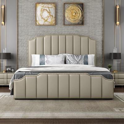 Cina Mobilia glassata 1.8x2.0 m. Leather Bed della camera da letto dell'albergo di lusso in vendita