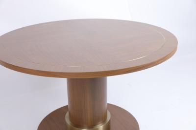 Cina Piedestallo del tavolo da pranzo del confine dell'intarsio del metallo dell'impiallacciatura della quercia bianca con il collare del metallo in vendita