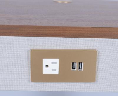 Cina Luxury Custom Made Walnut Wood Veneer Night Stand con un cassetto e presa di corrente in vendita