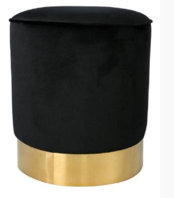 Cina Panchetto d'acciaio del metallo dell'oro di Stainess del velluto del pouf della camera da letto del banco nero dell'ottomano in vendita