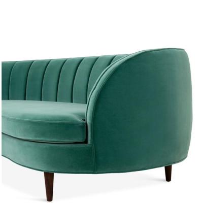 Cina Progettazione di Sofa Chair Curved Back Simple del tessuto del velluto della tappezzeria moderna con il sofà di legno solido nero della gamba in vendita