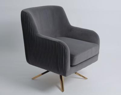 Cina Sedia di accento di Grey Velvet Gold Stainless Swivel dell'europeo in vendita