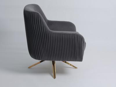 Cina Sedia di accento di Grey Velvet Gold Stainless Swivel dell'europeo in vendita