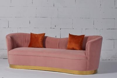 Cina Base rosa di Sofa With Gold Stainless Steel del salone del tessuto del velluto in vendita