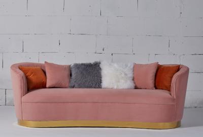 Cina Base rosa di Sofa With Gold Stainless Steel del salone del tessuto del velluto in vendita