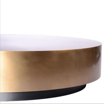 Cina Cima d'ottone brunita tavolino da salotto basso d'acciaio nero del giro di DIA120x30cm in vendita