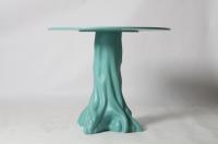 China Unique Design Green Tree Shape Base Round Top Dining Table Resin Material for sale