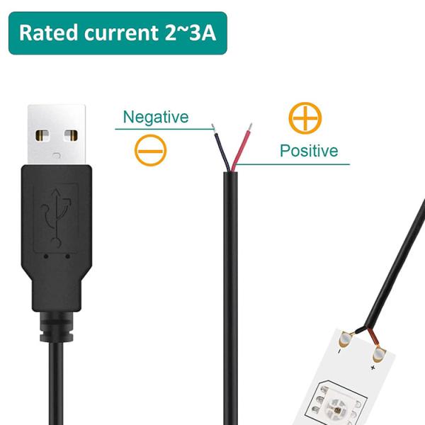 Quality 5V USB to Open Stripped Tinned Bare Wires End Pigtail Power Charger Cable for for sale