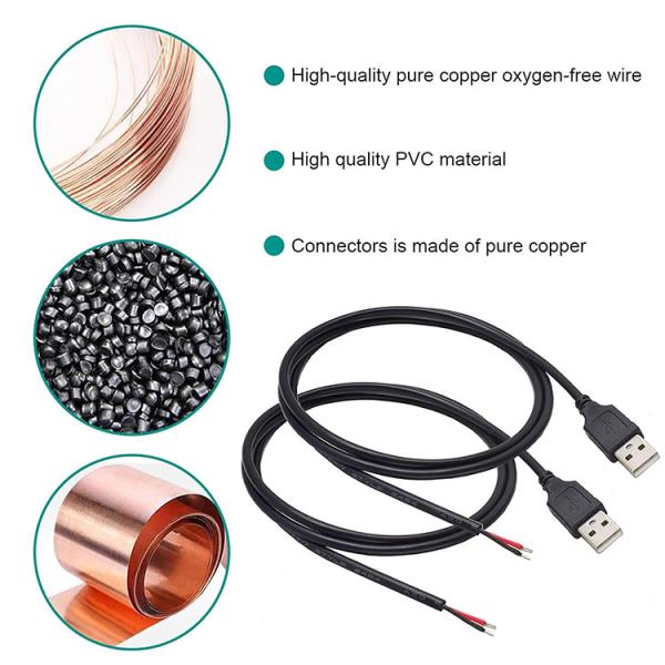 Quality 5V USB to Open Stripped Tinned Bare Wires End Pigtail Power Charger Cable for for sale