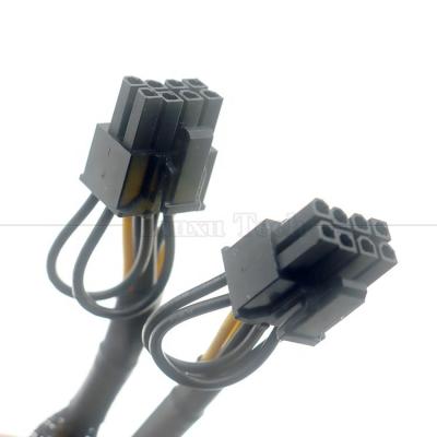 China Sleeved 18AWG Pure Cooper Y Splitter 6 Pin to Dual 8 Pin 6+2 PCI Express Power Adapter Extension PCIe Cable for GPU for sale