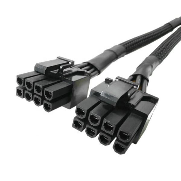 Quality Woven Sleeve PCIe 8 Pin Female to Dual 8 Pin Male PCI Express Graphics Video for sale