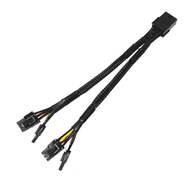 Quality Woven Sleeve PCIe 8 Pin Female to Dual 8 Pin Male PCI Express Graphics Video for sale