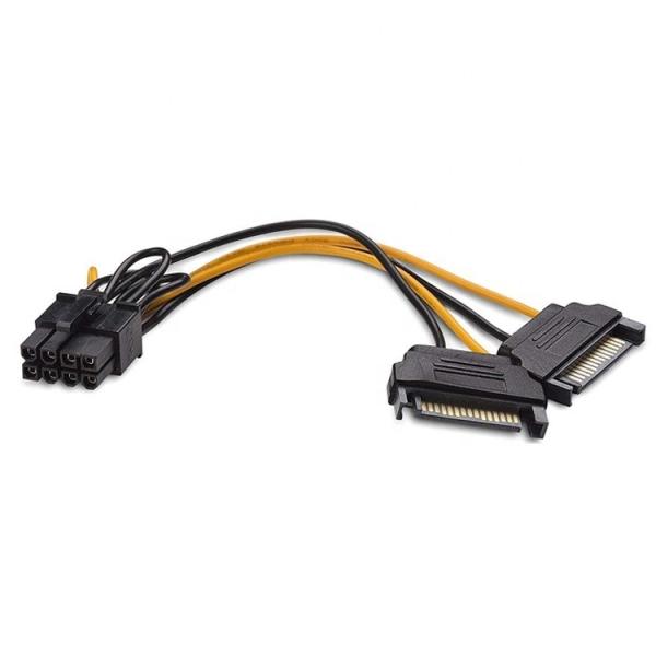 Quality Splitter 8 Pin PCIe Express Male to Dual 15 pin Sata Power Adapter ATX Cable for sale