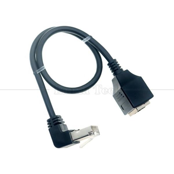 Quality Cat5e Up Down Left Right Angle RJ45 Male to RJ45 Female Socket Panel Mount for sale