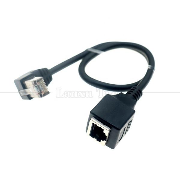 Quality Cat5e Up Down Left Right Angle RJ45 Male to RJ45 Female Socket Panel Mount for sale