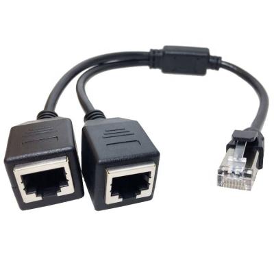 China 1 Male to 2 Female Ways Socket Port RJ45 interface Cat5 Lan Network Ethernet Splitter Y Adapter Cable for sale