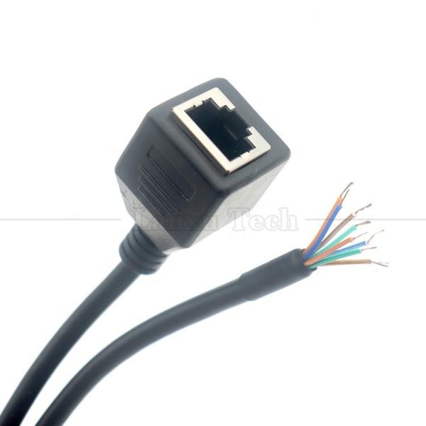 Quality Female RJ45 Jack Socket to Open Tinned Soldering 8 Wires Bare End  Pigtail Ethernet Network Patch Lan Cable for sale