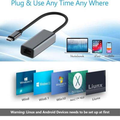 Cina Plug and Play USB 3.0 Tipo C Maschio a Gigabit RJ45 Ethernet Network Lan Adapter per Computer portatili in vendita