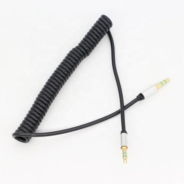 Quality CUSTOM 1M  2M 3M Coil Spiral Spring Male to Male 3.5mm Jack Stereo Aux Audio Cable for sale