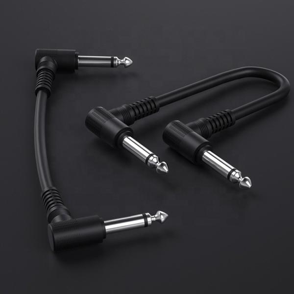 Quality Custom 15cm 90 Degree Angle 1/4 TS Jack Electric Instrument Guitar Patch Cable for sale