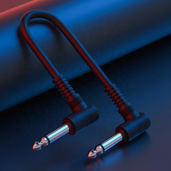 Quality Custom 15cm 90 Degree Angle 1/4 TS Jack Electric Instrument Guitar Patch Cable for sale