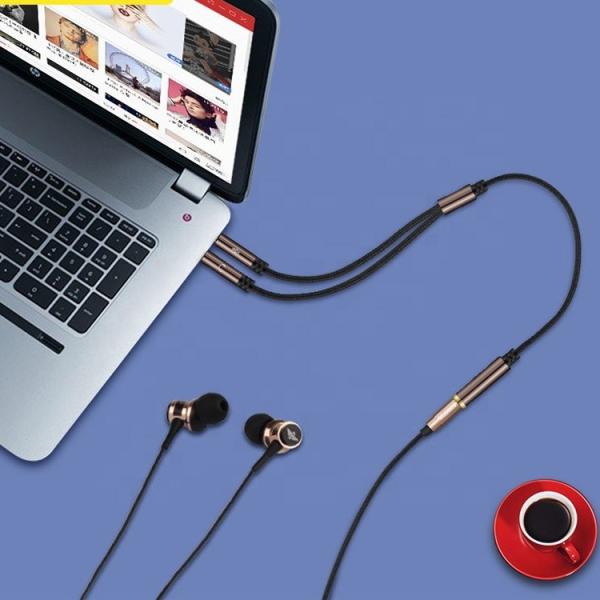 Quality High Quality Splitter 1 Female to 2 Male Headset 3.5mm Jack Audio Mic Cable for sale