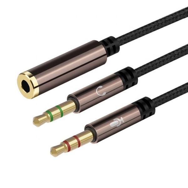 Quality High Quality Splitter 1 Female to 2 Male Headset 3.5mm Jack Audio Mic Cable for sale