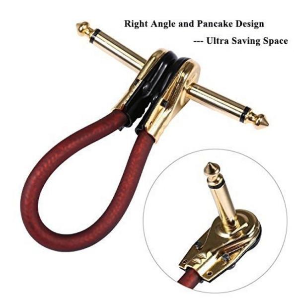 Quality 1/4 Inch Golden Right Angle Mono TS Jack Instrument Cord Guitar Patch Cable for sale