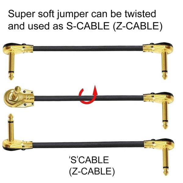 Quality 1/4 Inch Golden Right Angle Mono TS Jack Instrument Cord Guitar Patch Cable for sale
